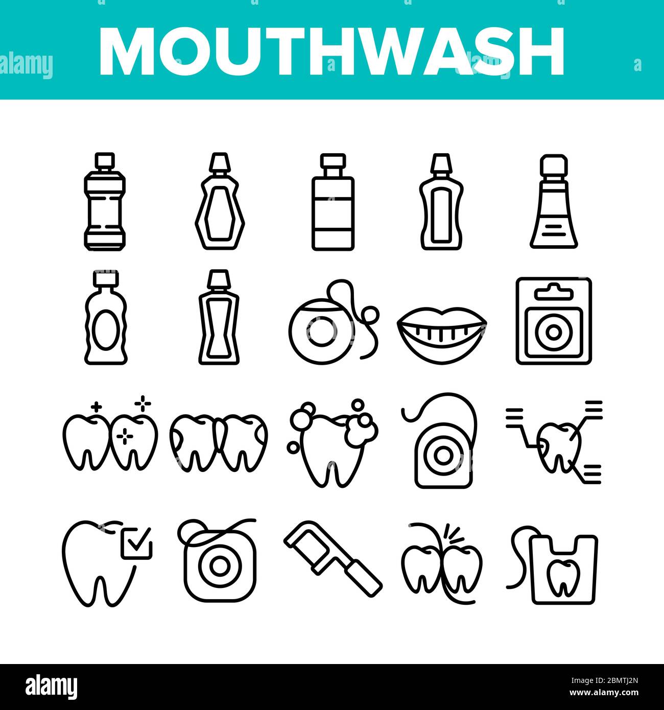 Mouth Wash Hygiene Collection Icons Set Vector Stock Vector Image & Art ...