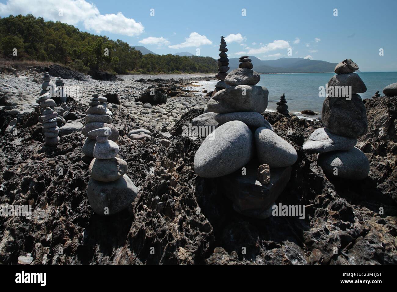 Stone constructions on a beach in Australia Stock Photo - Alamy