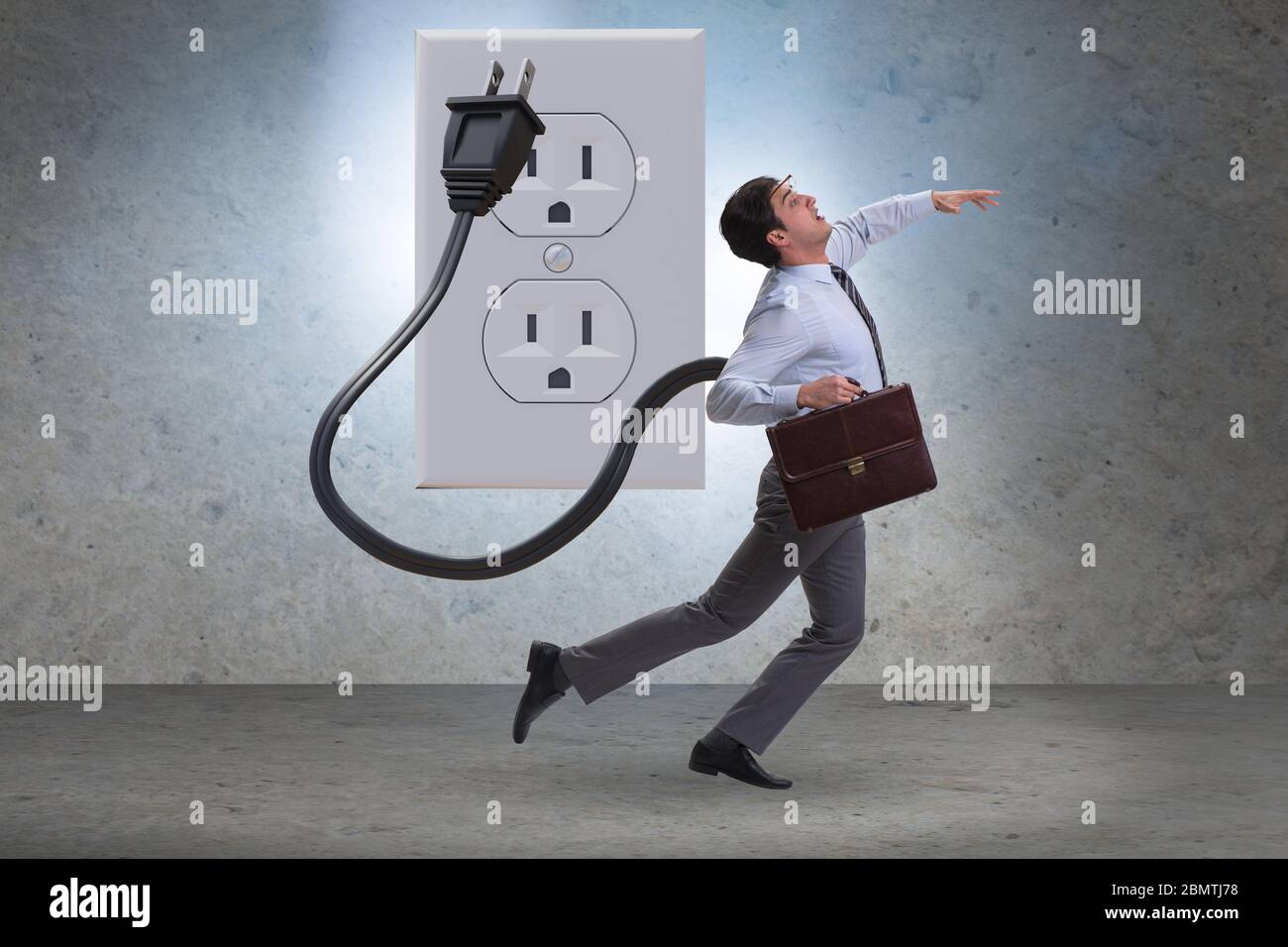 The businessman losing energy to work Stock Photo - Alamy