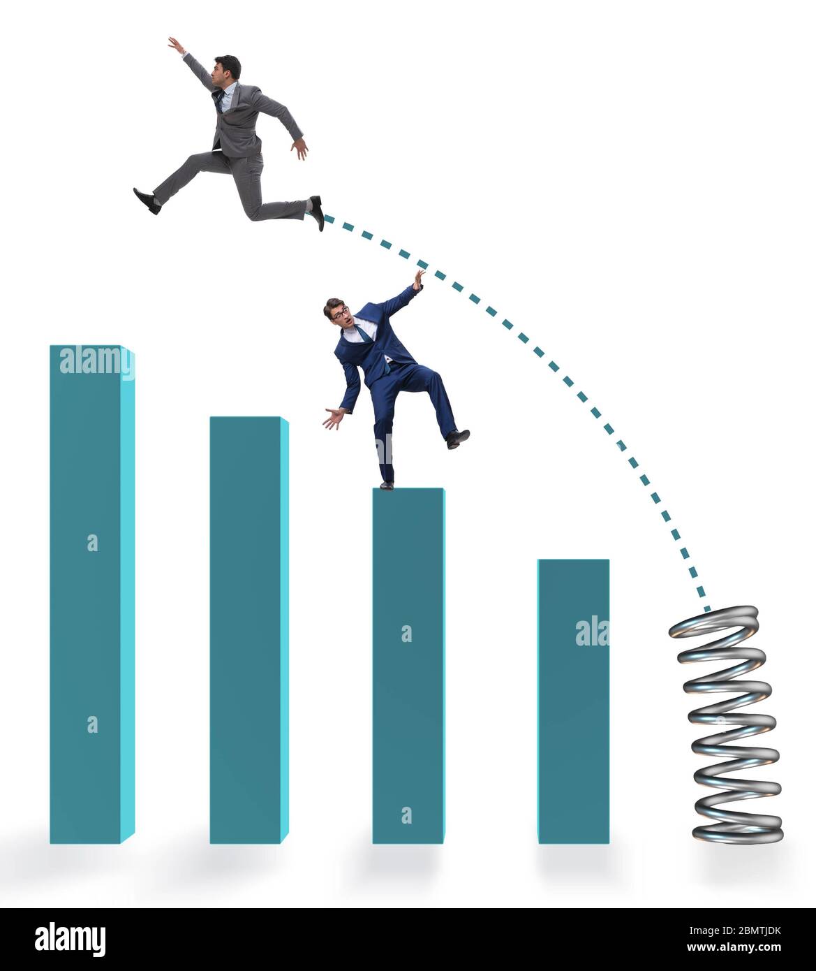 The businessman outperforming his competition jumping over Stock Photo ...