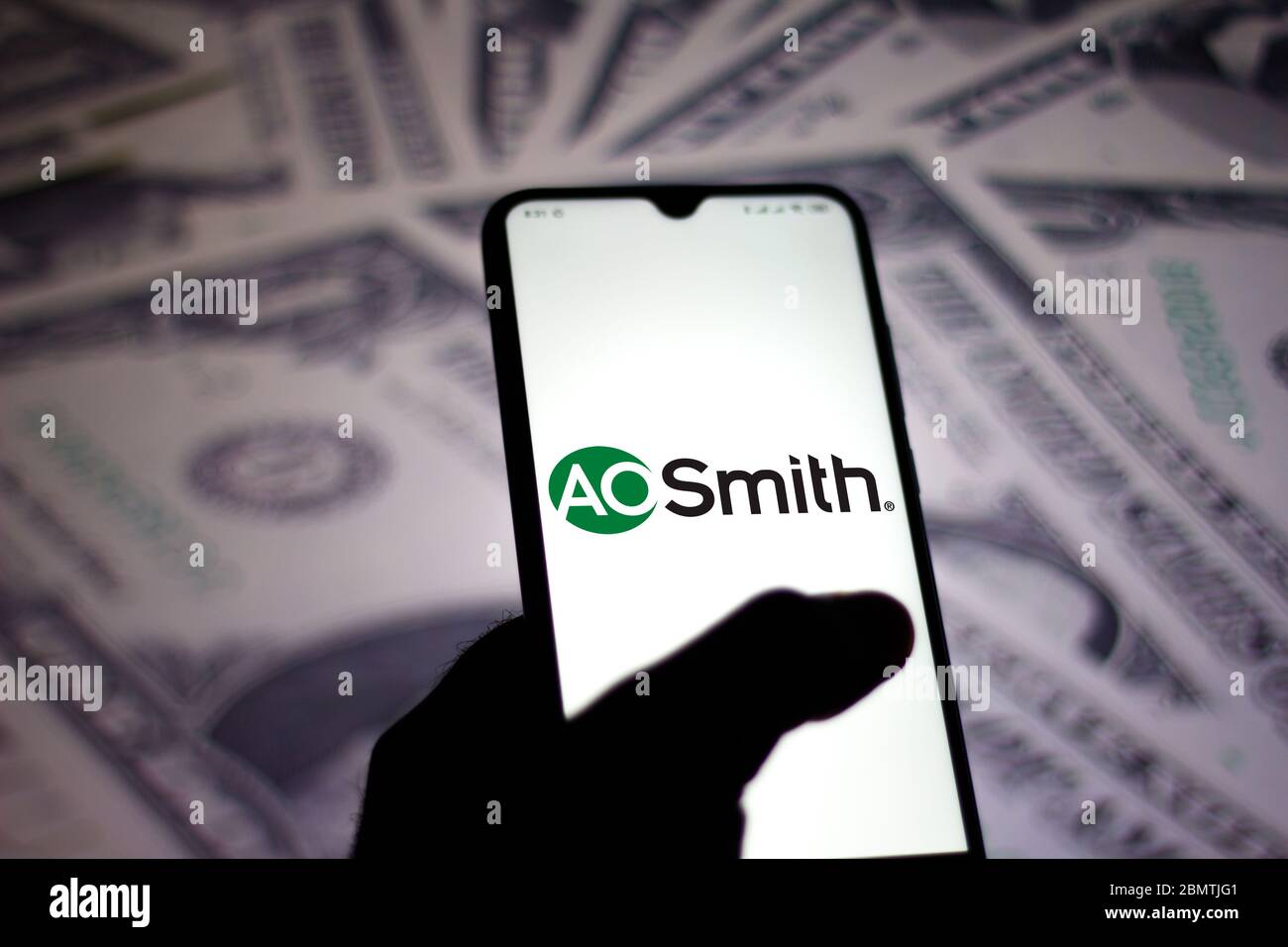 In this photo illustration the AO Smith Corporation logo seen displayed ...