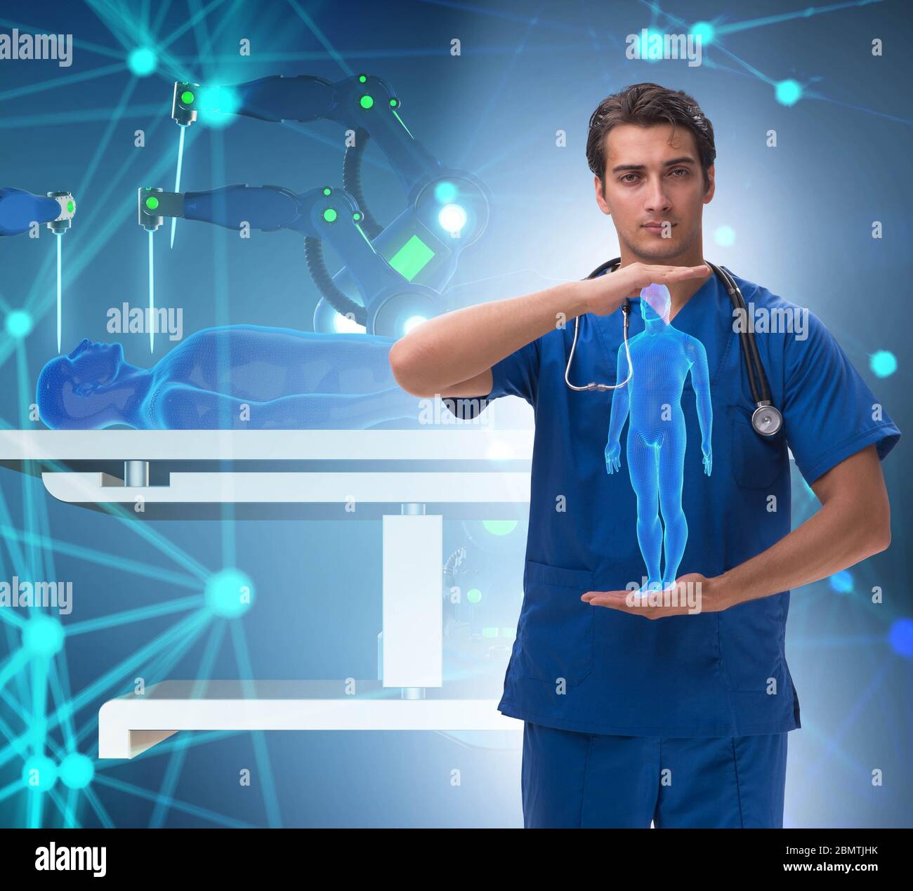 The telehealth concept with doctor doing remote check-up Stock Photo ...