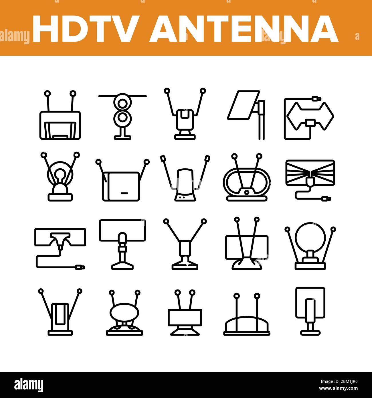 Hdtv Antenna Device Collection Icons Set Vector Stock Vector Image ...
