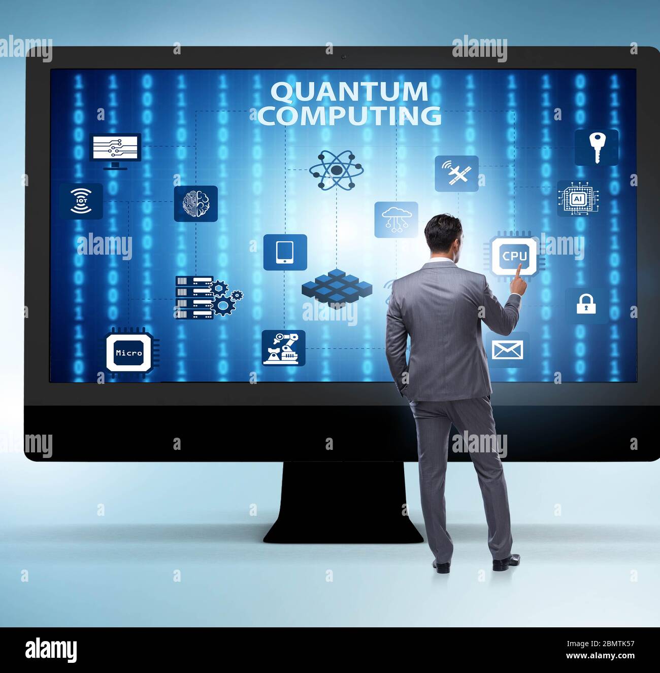 The concept of quantum computing with businessman Stock Photo - Alamy