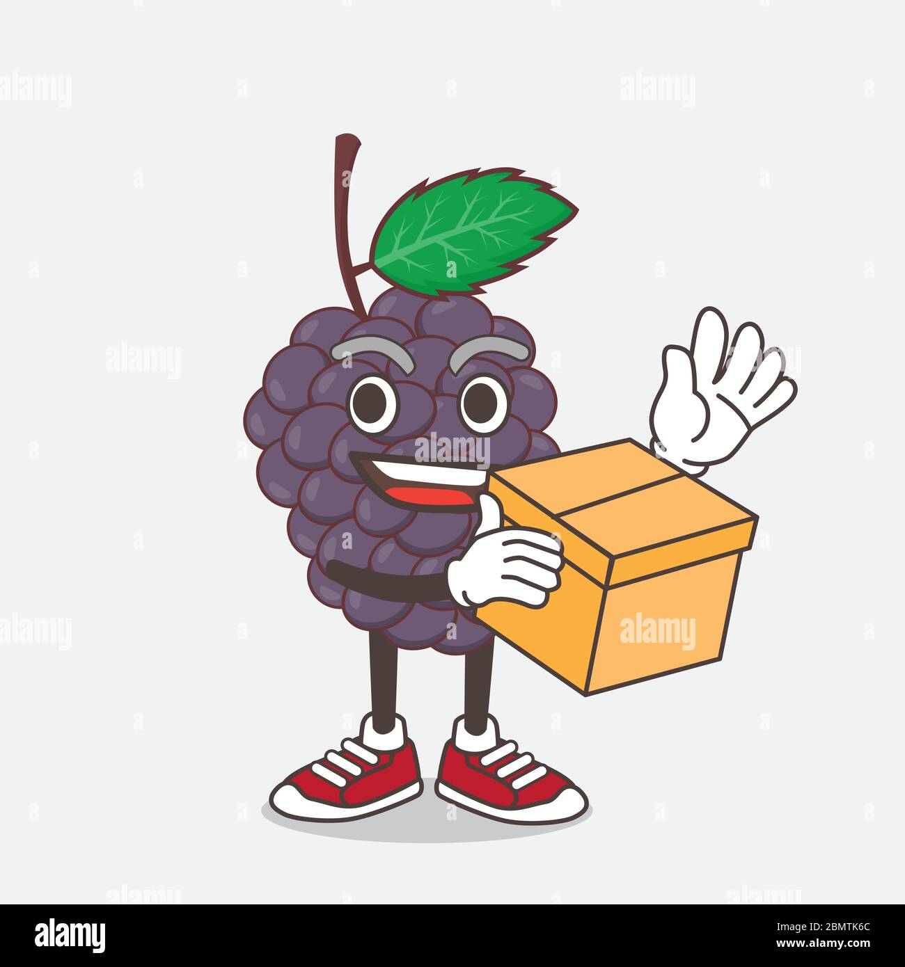 An illustration of Mulberry Fruit cartoon mascot character holding a ...