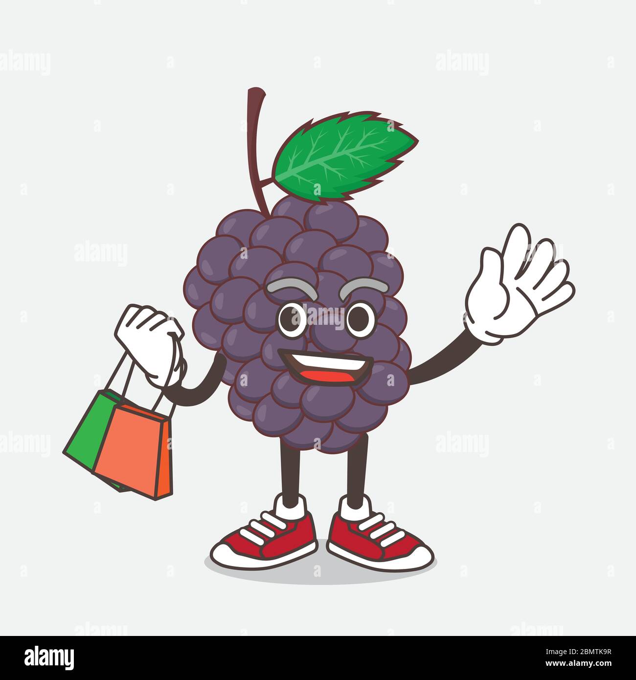An illustration of Mulberry Fruit cartoon mascot character waving and ...