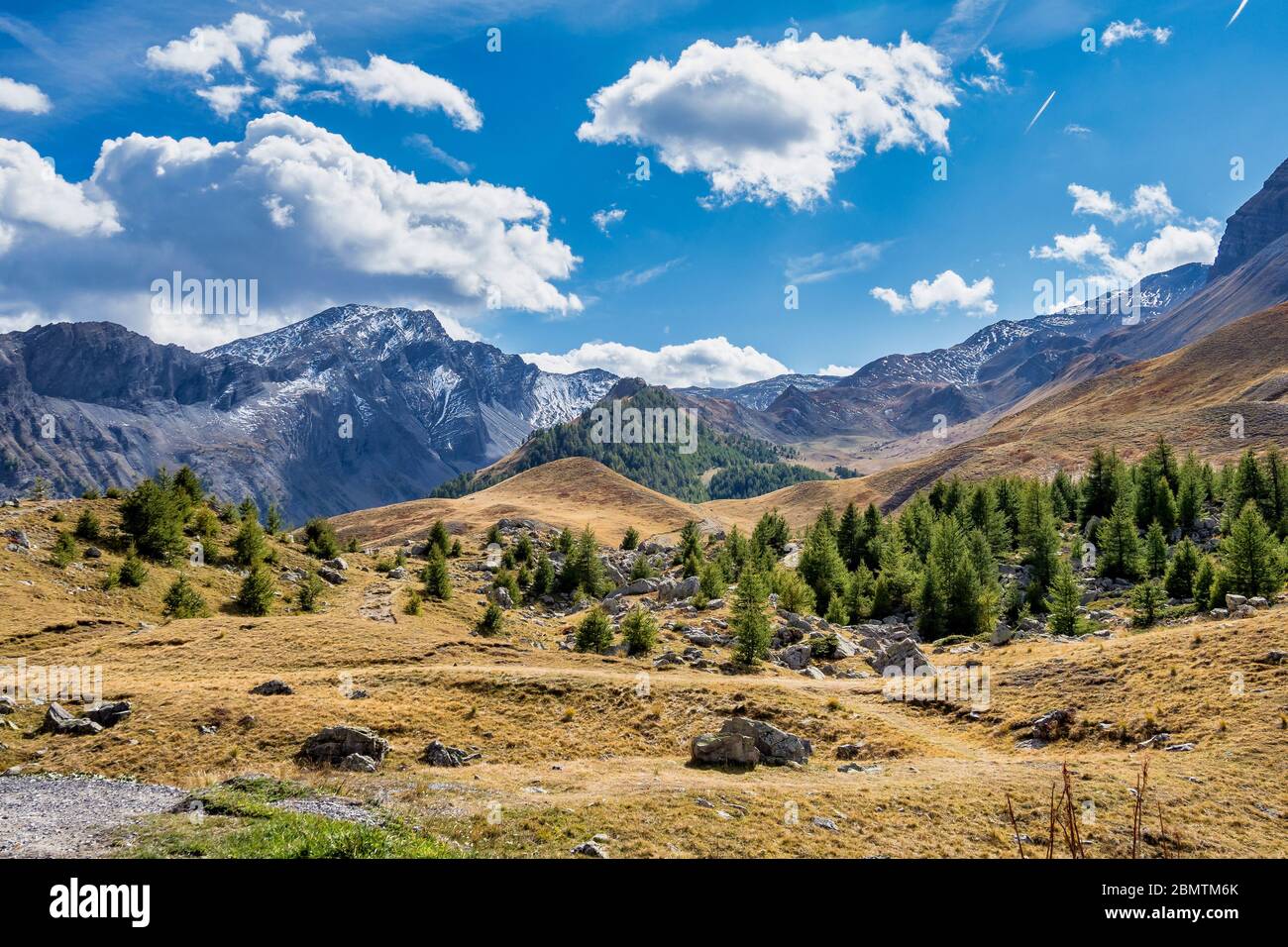Alpine landscape of the French alps, Col de Vars in the Mercantour ...