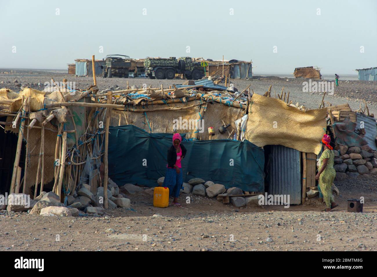 Berhale, Ethiopia - Nov 2018: Huts in Afar region, and people around ...