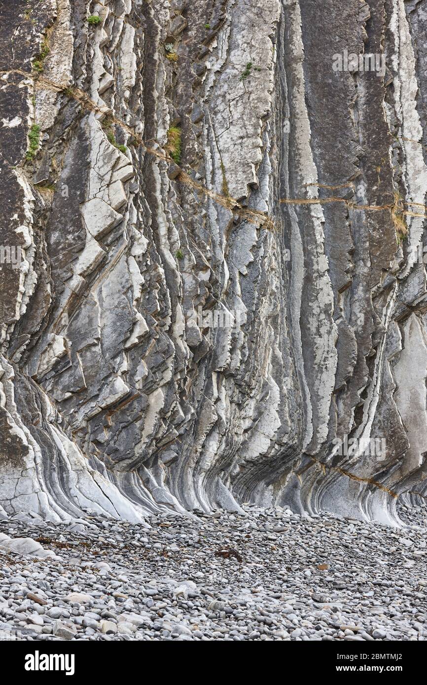 Flysch dramatic rock formation Cantabric sea in Zumaia, Euskadi. Spain ...