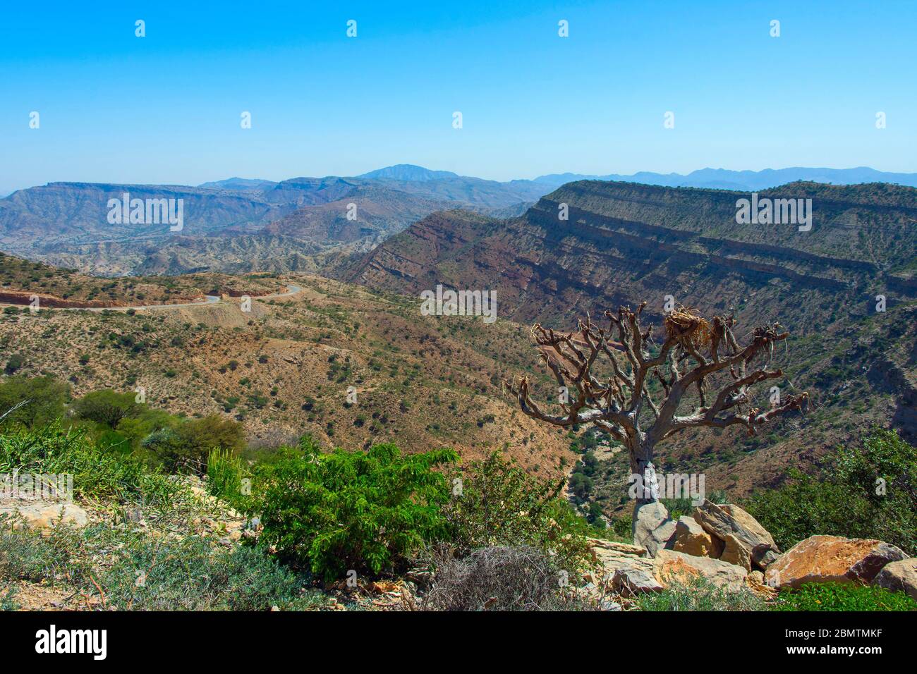 View over scenic and colorful mountainous valley, Afar region, Ethiopia ...