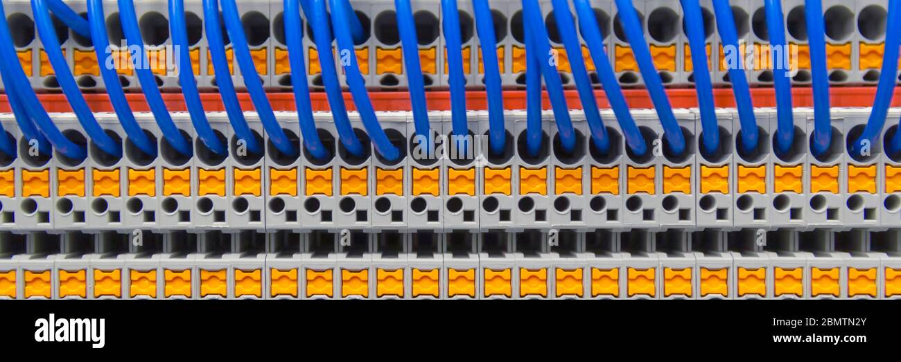 Terminal of control . Control panel assembly with wire and terminal box ...