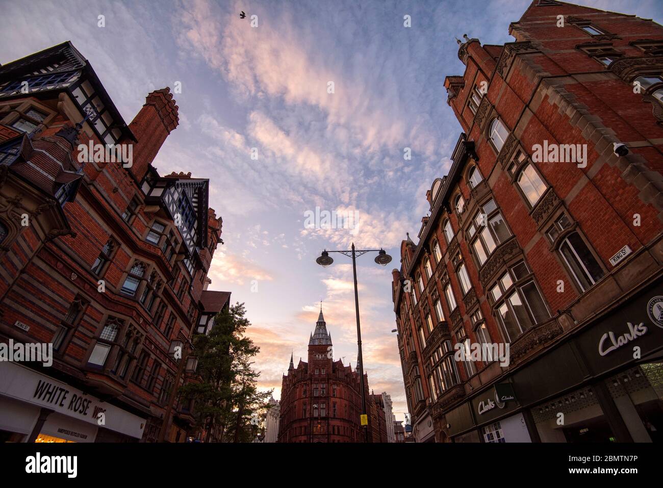Sunset on King Street, Nottingham City Centre, captured during the ...
