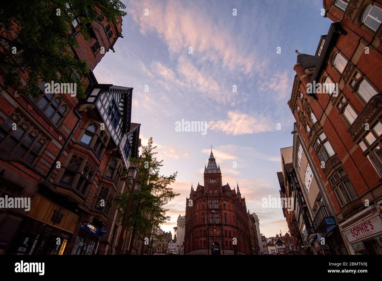 Sunset on King Street, Nottingham City Centre, captured during the ...