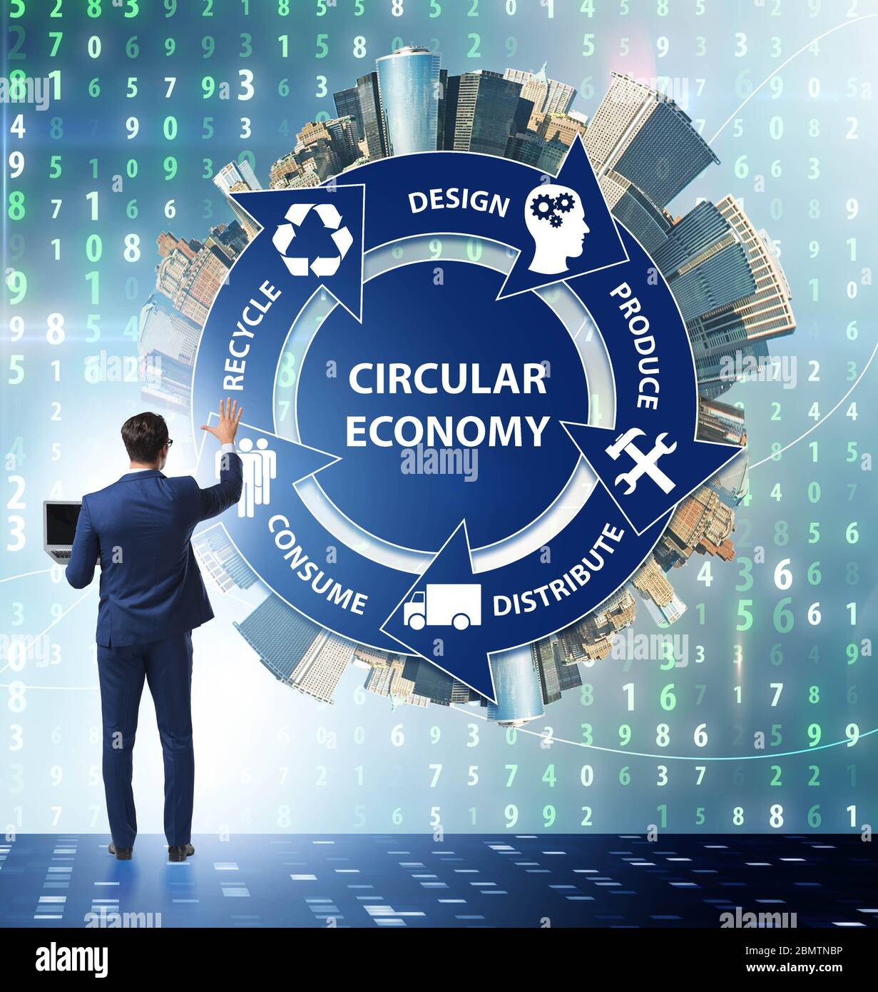 The concept of circular economy with businessman Stock Photo - Alamy