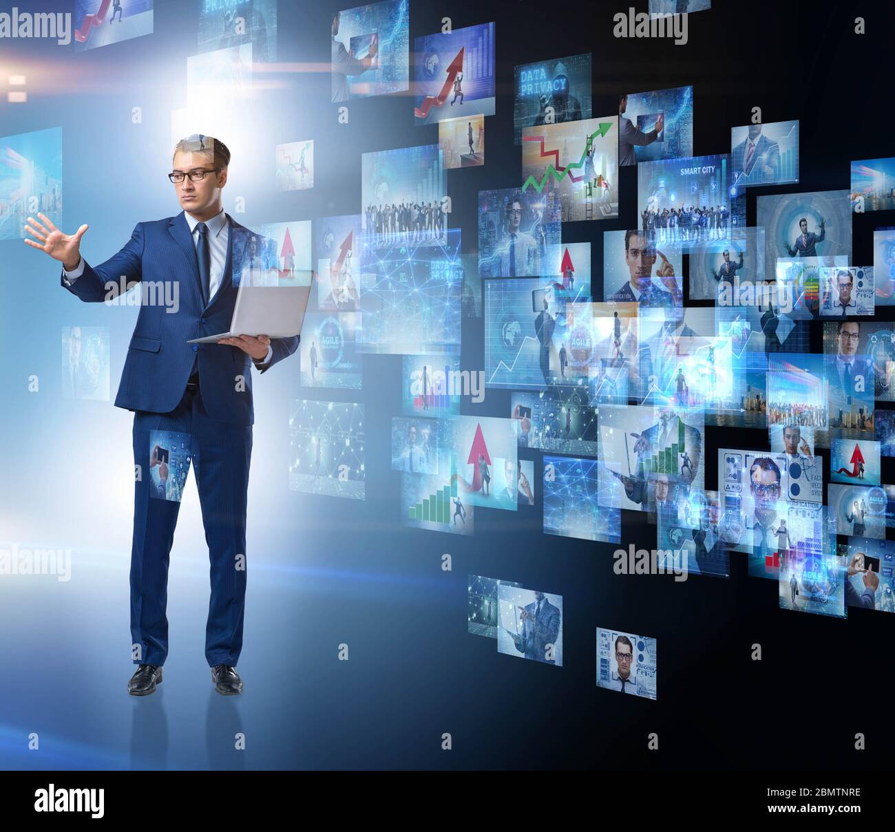 The collage of photos with businessman Stock Photo - Alamy