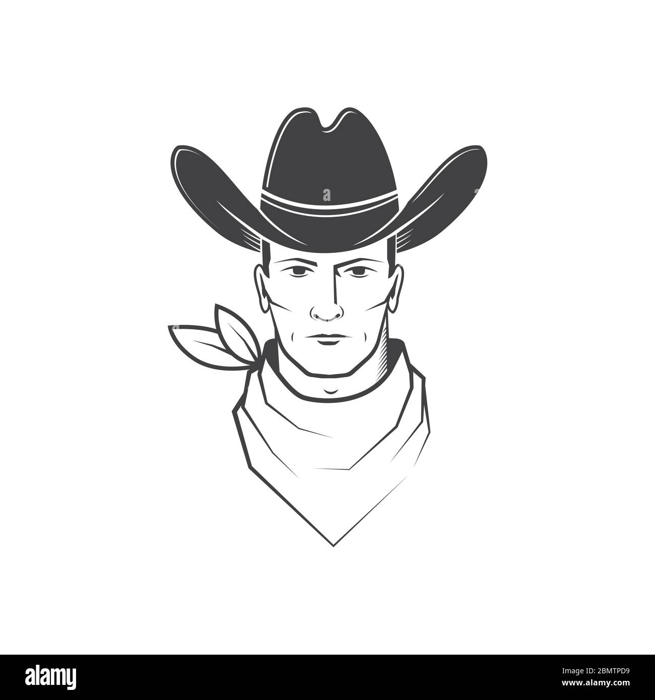 Cowboy face isolated on the white background. Element for shirt, logo ...