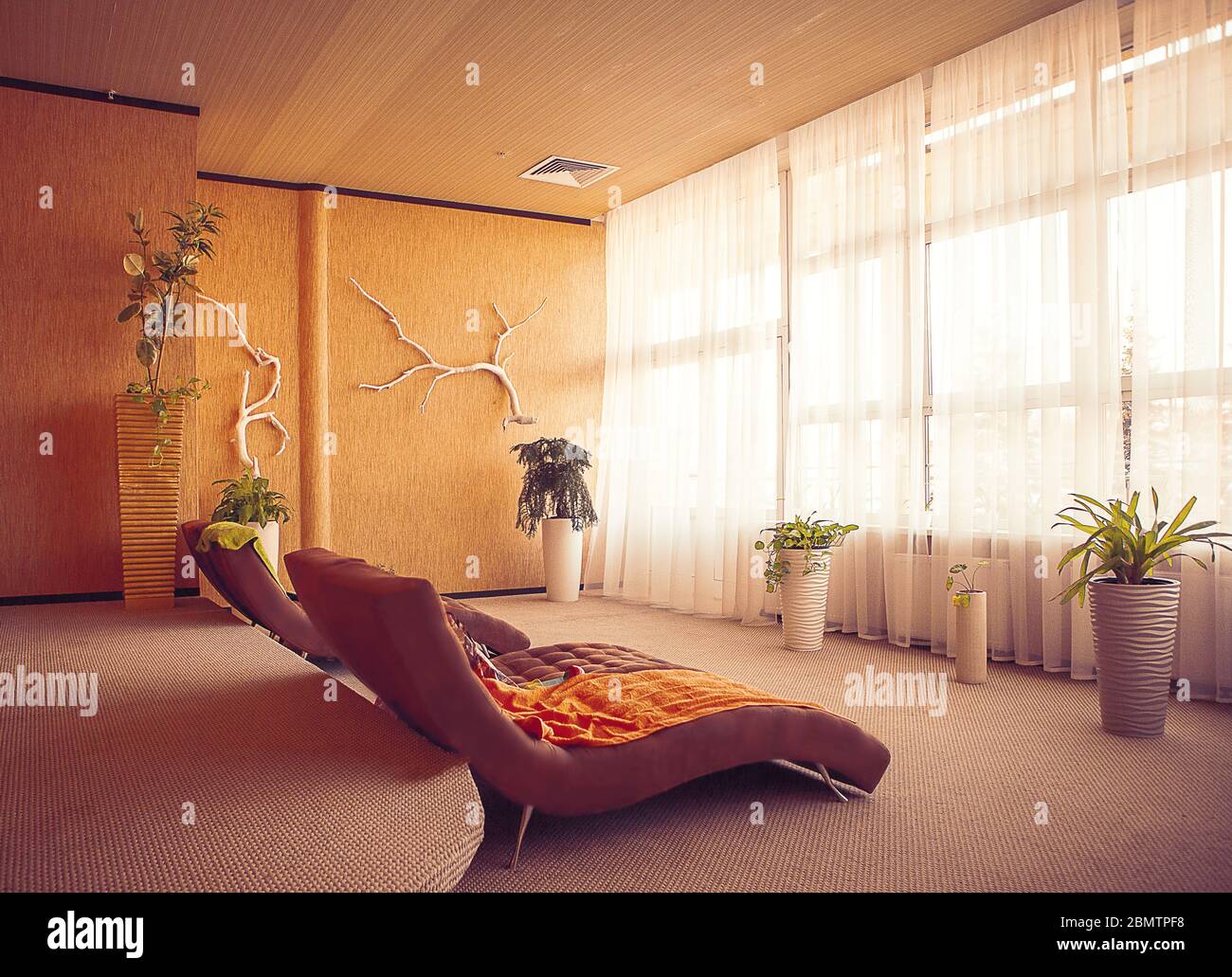 New luxury beauty resort with bright restful room. Lounge zone with ...