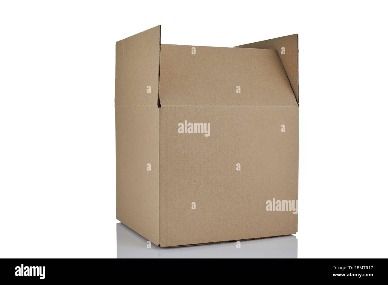 Opened cardboard box isolated on white background Stock Photo - Alamy