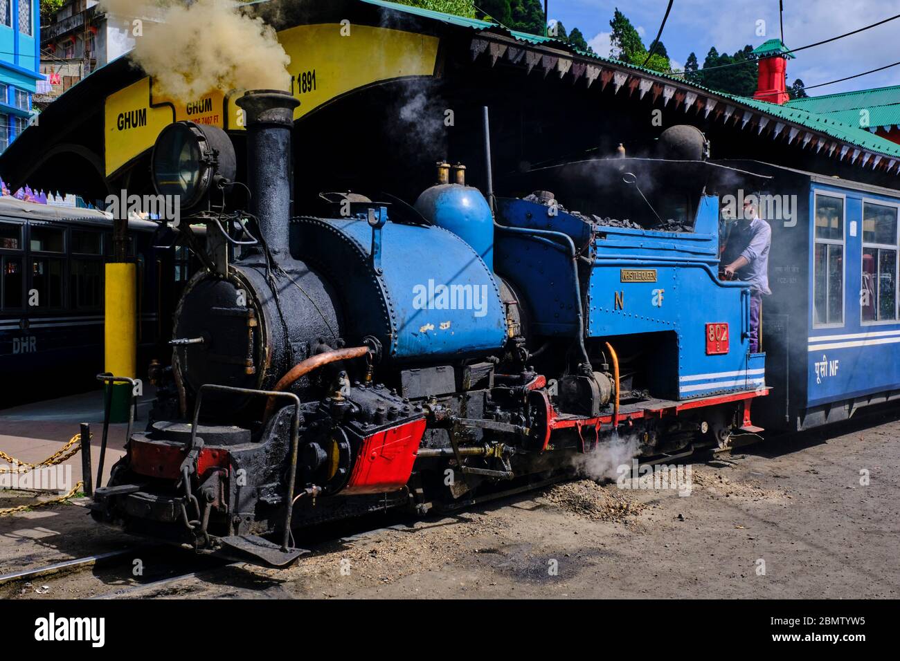 India, West Bengal, Darjeeling, Ghum train station for the toy train ...