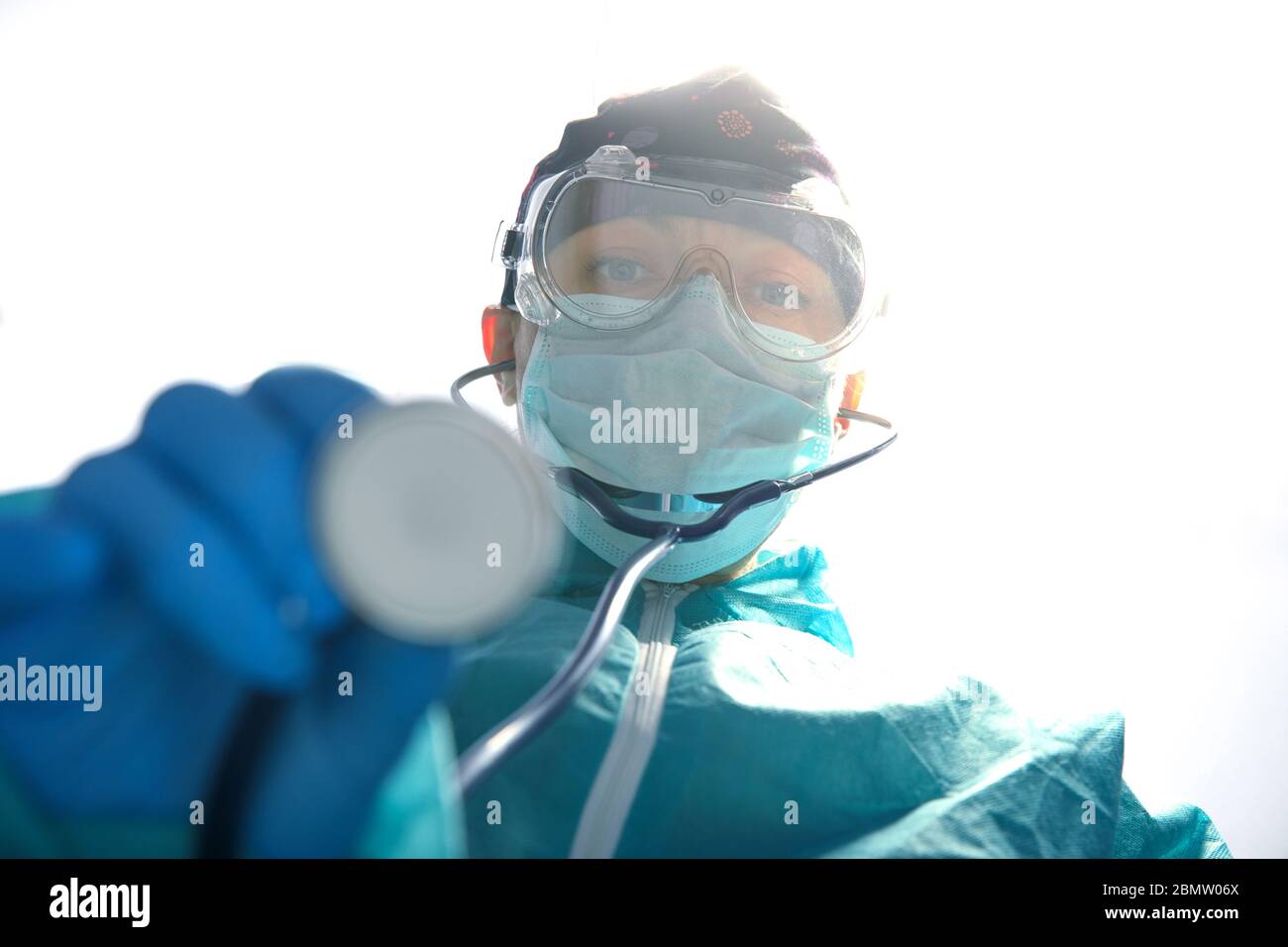 Giving first medical help in hospital. Doctors give resuscitation to ...