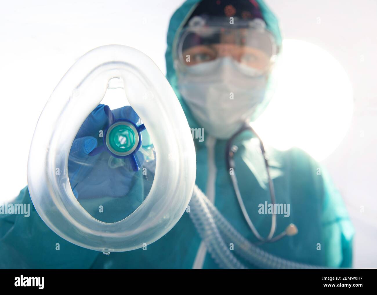 Giving first medical help in hospital. Doctors give resuscitation to ...