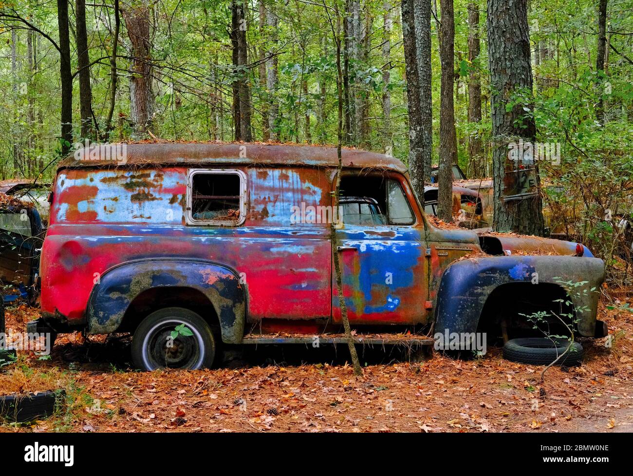 Red and Blue Panel Van Stock Photo - Alamy