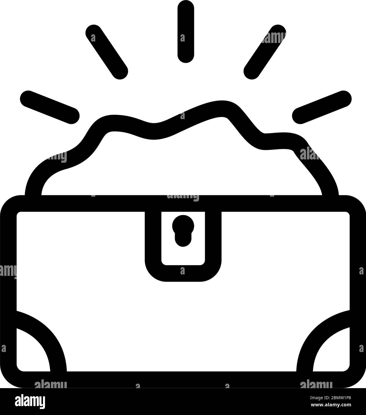 open stuffed chest with gold icon vector outline illustration Stock ...