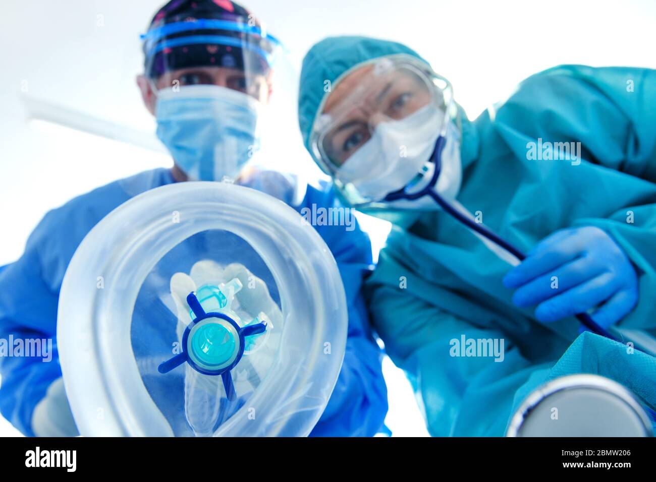 The medical team provides first aid to the patient, CPR Cardiopulmo ...