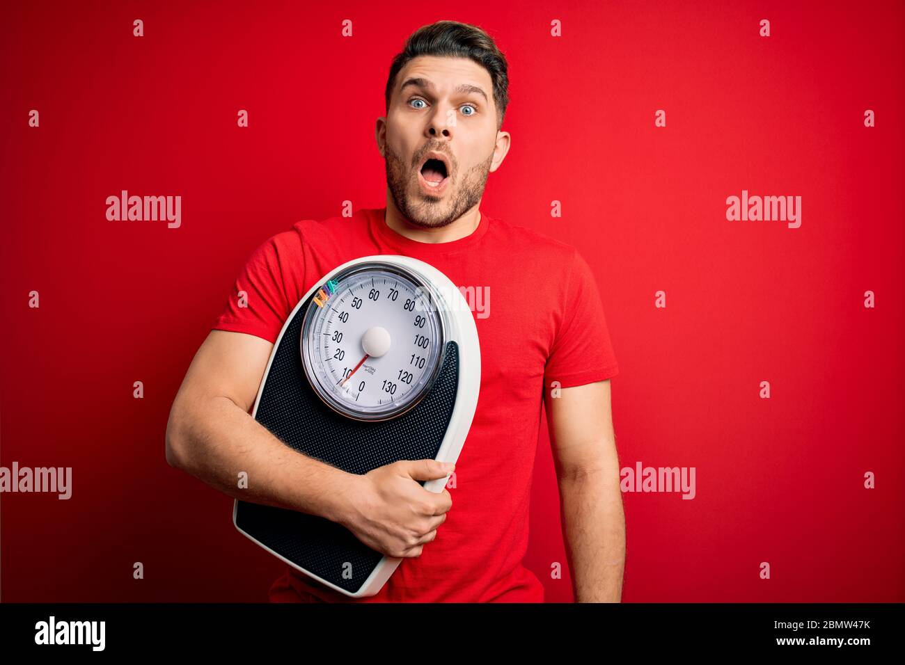 Man scale weight worried hi-res stock photography and images - Alamy