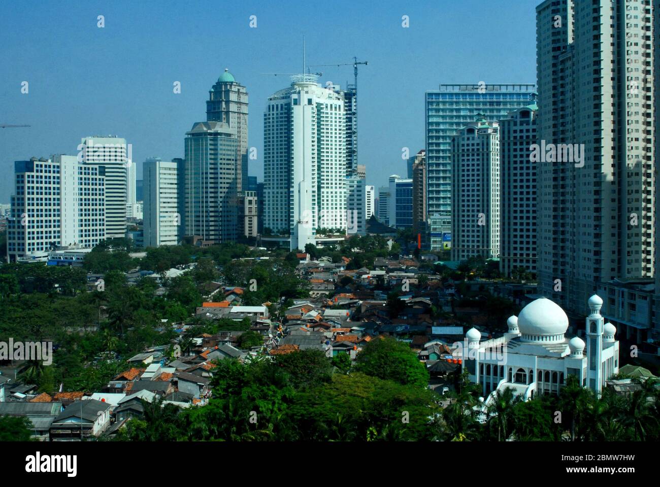 A view of oldest mosque and buildings in the heart of Indonesia capital ...