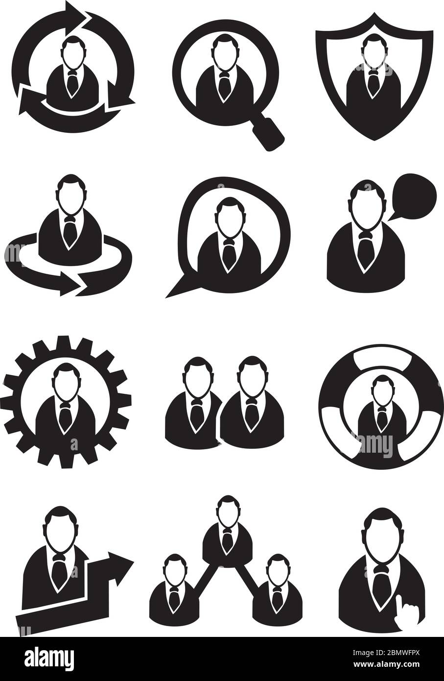 Vector illustration of businessman icon set for corporate business ...