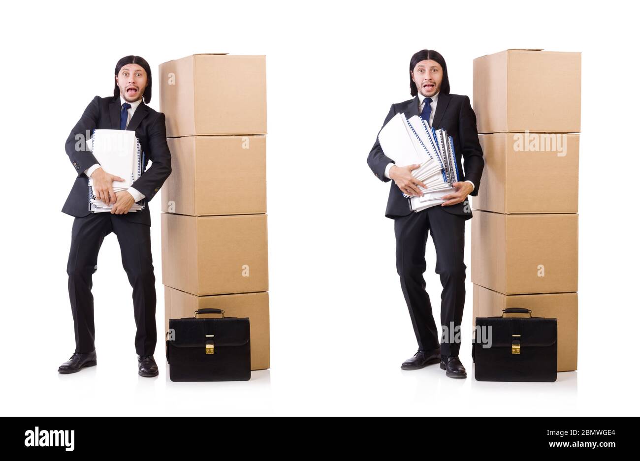 The man with boxes full of work Stock Photo - Alamy