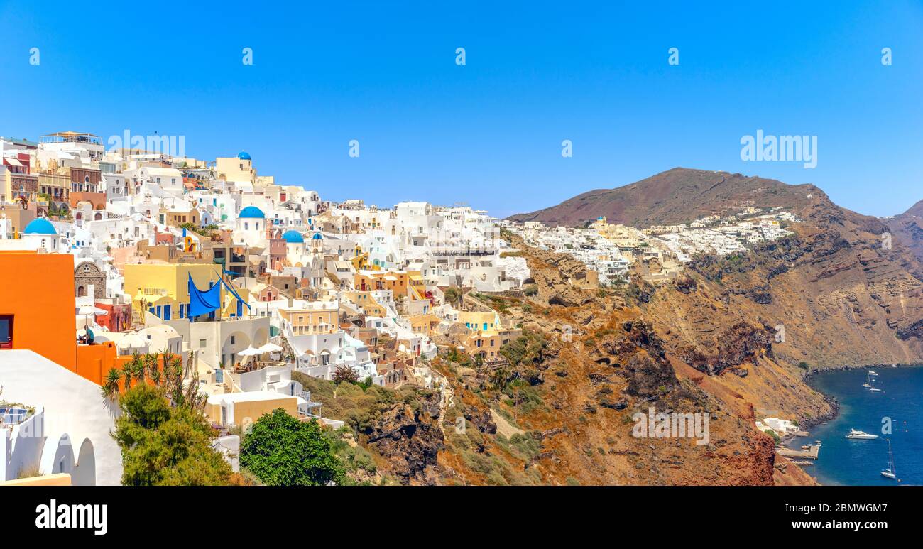A view of the village of Thira on the Island of Santorini which is ...