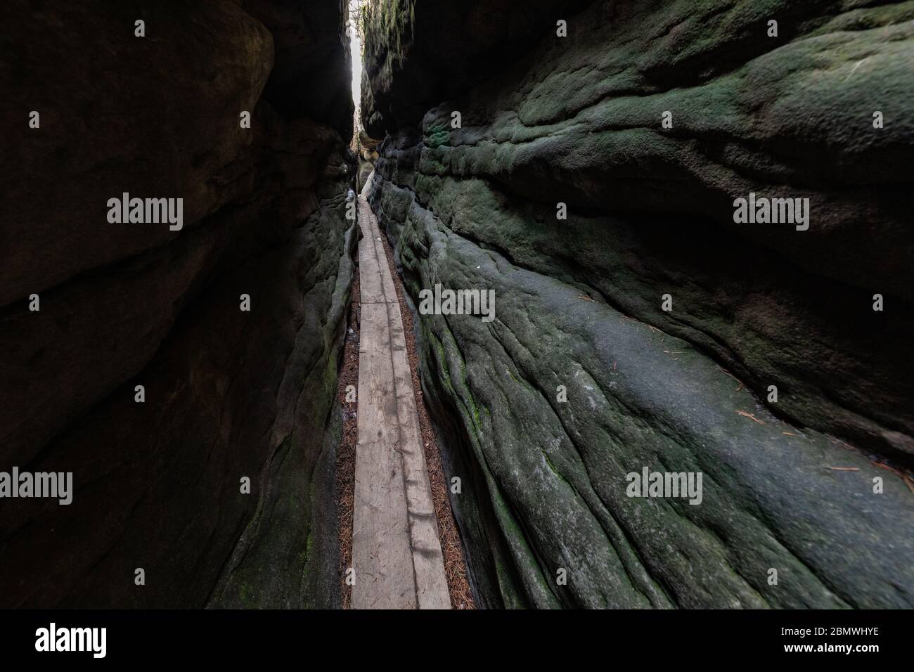 Stolowe Mountains National Park. Path in Rock Labyrinth hiking trail ...