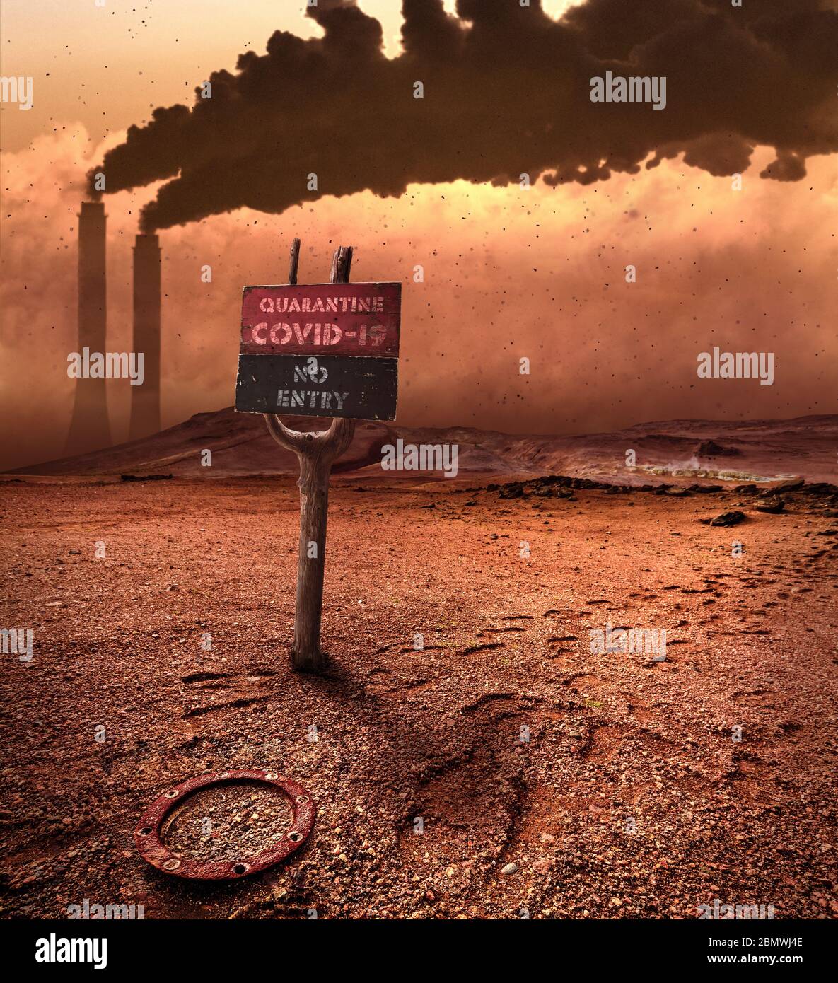 No entry zone in wasteland, Covid19 quarantine Stock Photo - Alamy