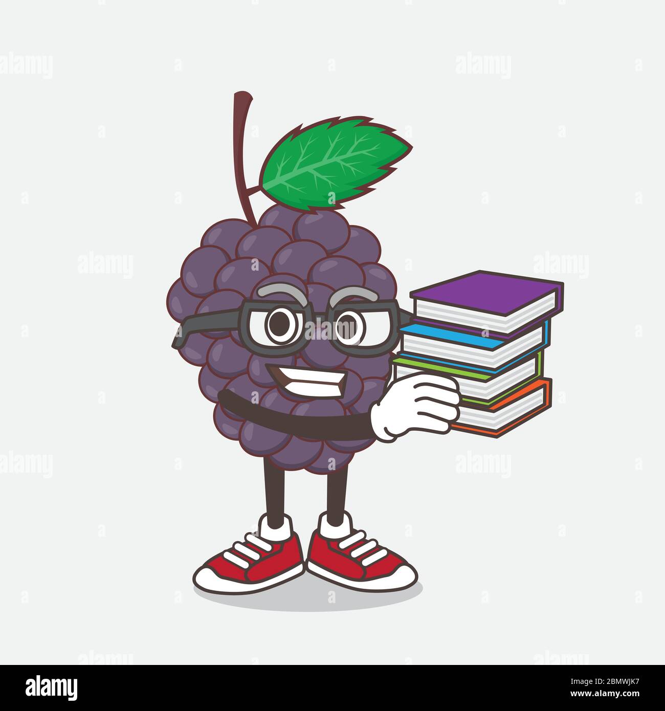An illustration of Mulberry Fruit cartoon mascot character studying ...