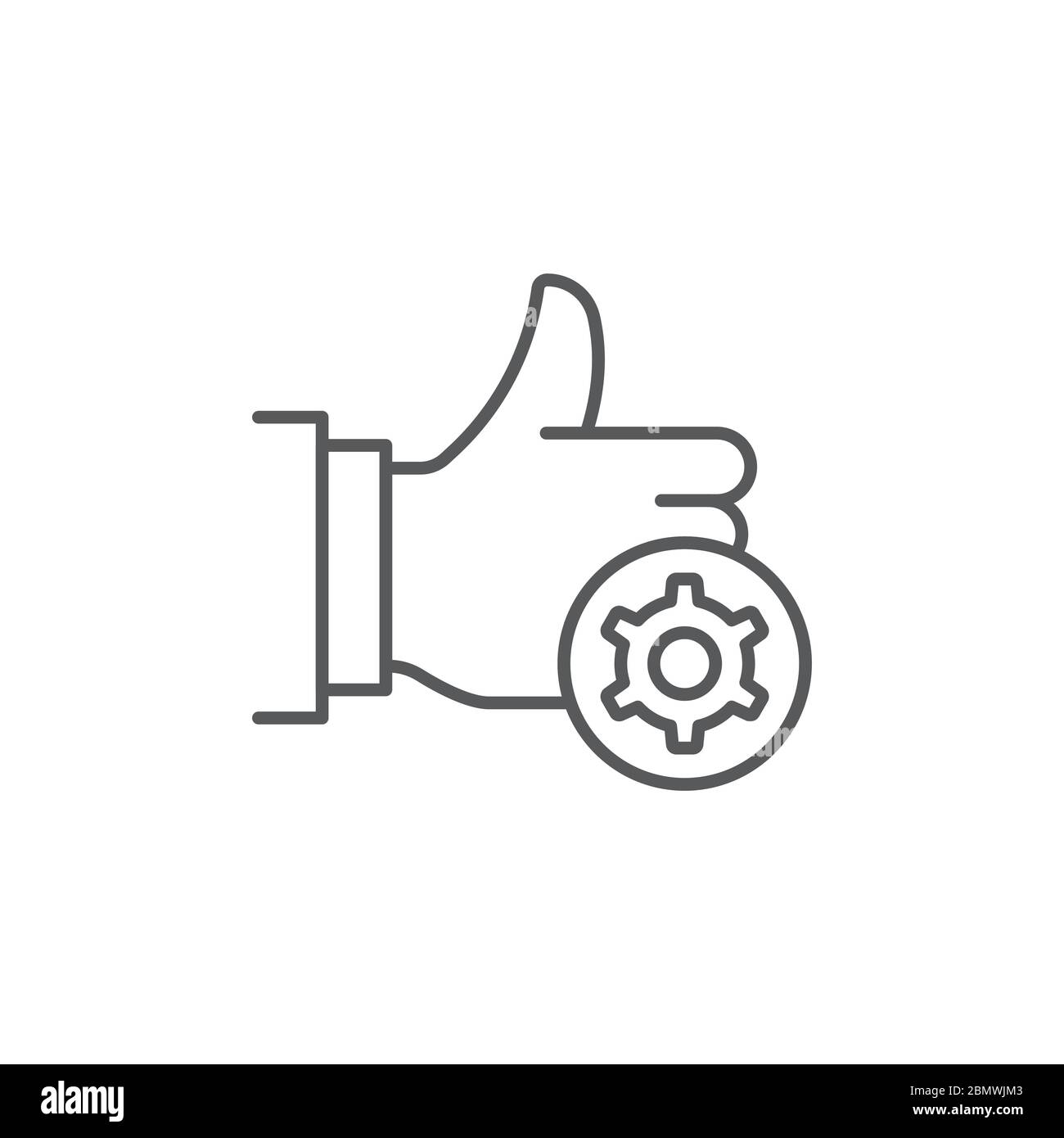 Thumb up gear vector icon symbol isolated on white background Stock ...