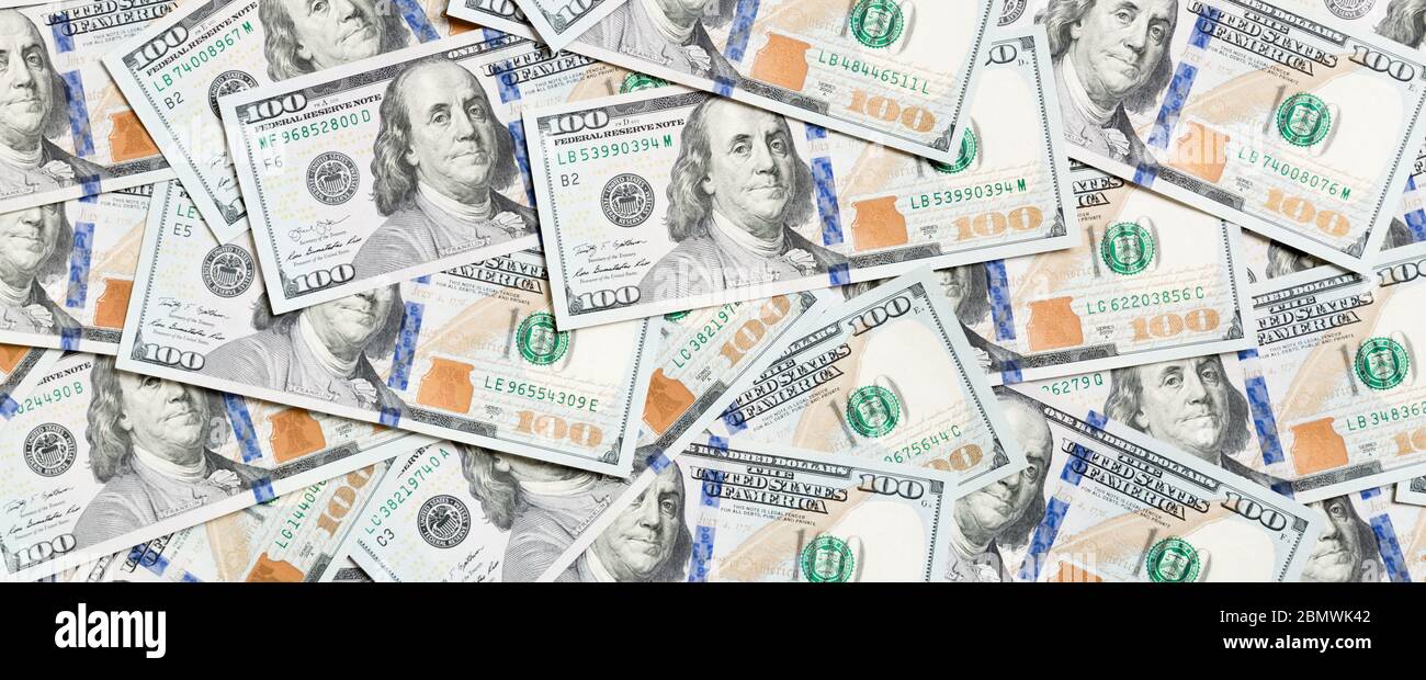 Top view of American money background. Pile of dollar cash. Paper ...