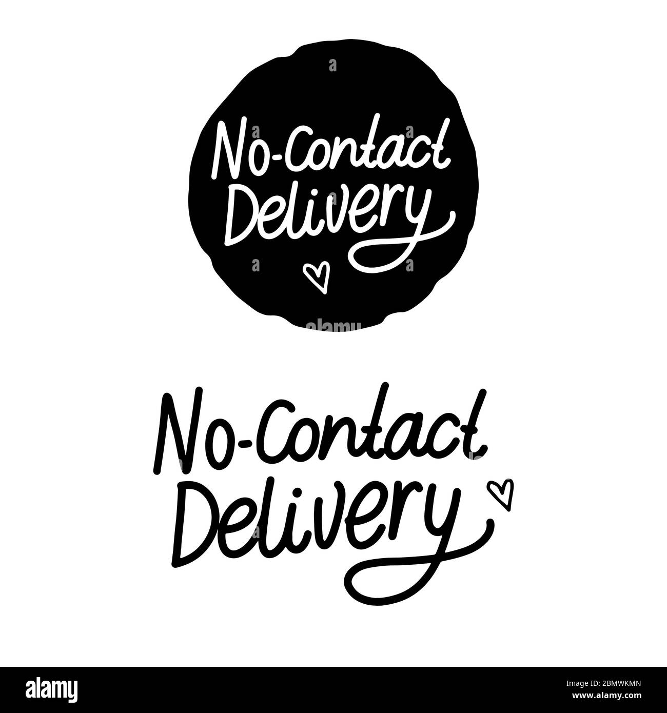 No-Contact Delivery. Vector Hand drawn inscription. Black handwriting ...