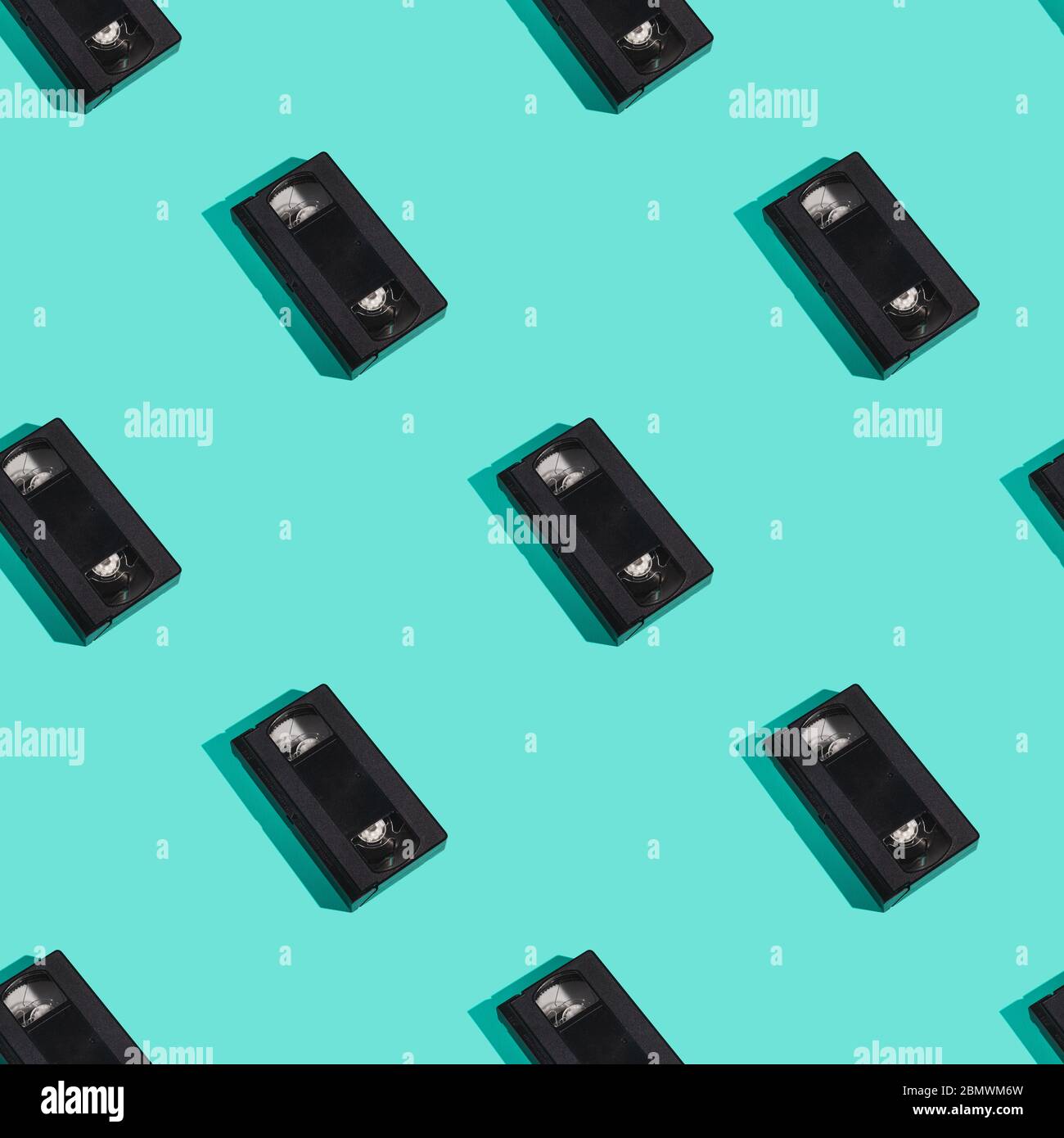 VHS format plastic videotape cassette seamless pattern, analog retro ...