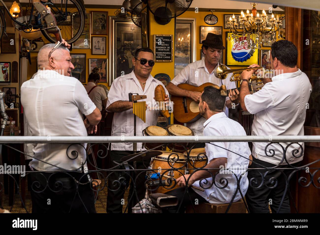 Band playing traditional Cuban music in a bar in the Old City Centre ...