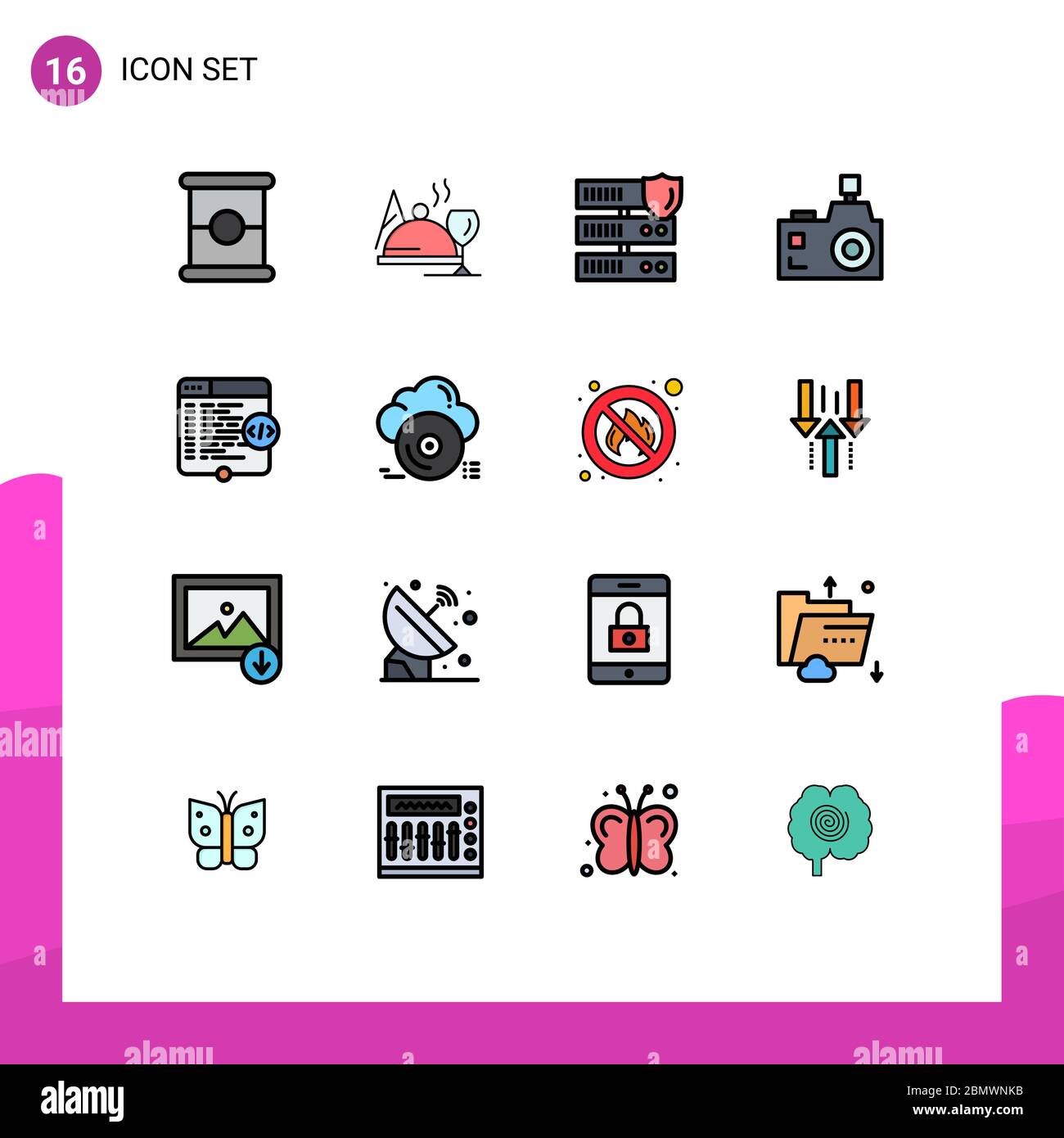 Stock Vector Icon Pack of 16 Line Signs and Symbols for html ...