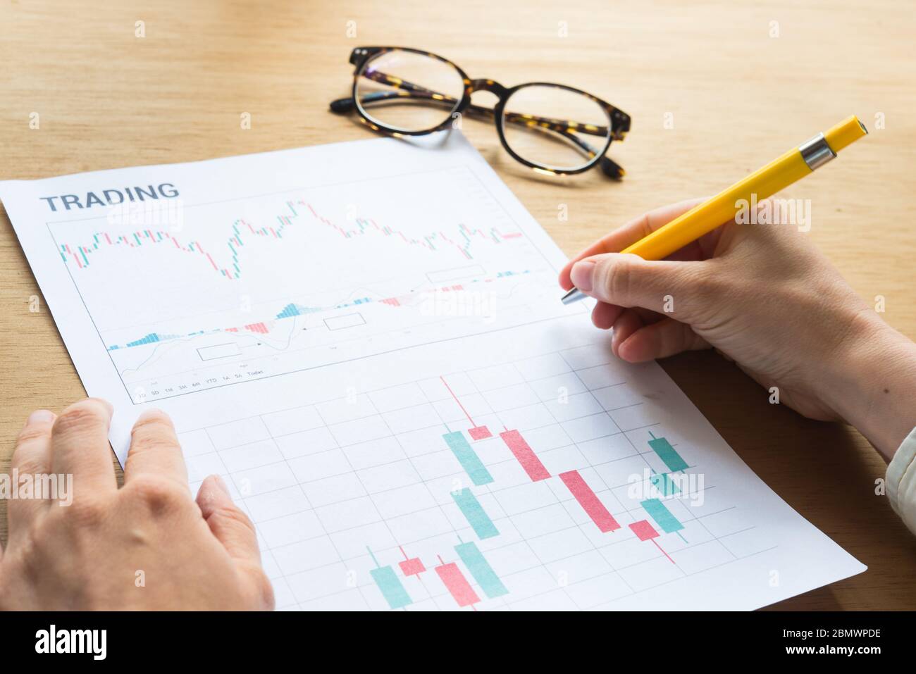 Trade Graph Chart Concept top view Stock Photo - Alamy