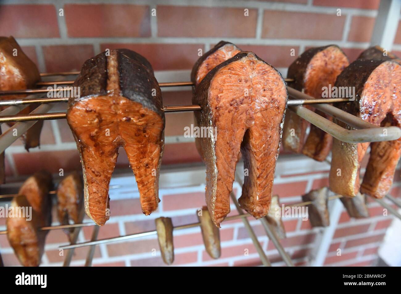 Koserow, Germany. 07th May, 2020. Salmon as smoked fish fresh from the ...