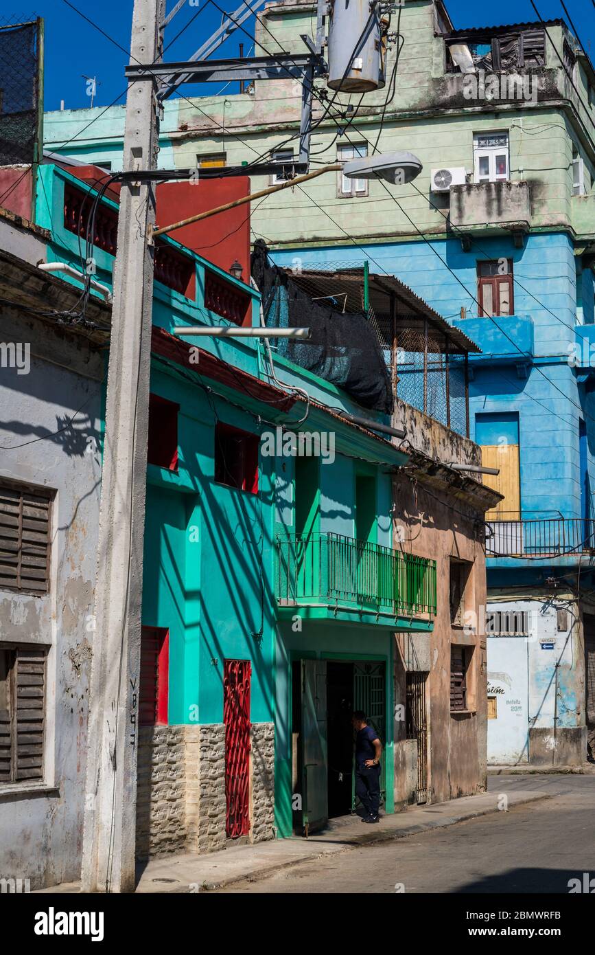 Colourful houses in Havana Centro district, Havana, Cuba Stock Photo ...