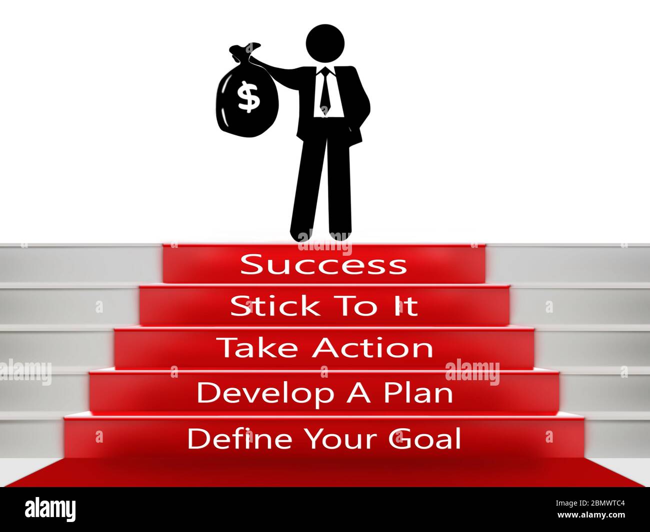 Steps To Success , Red carpet 3d businessman Stock Photo - Alamy
