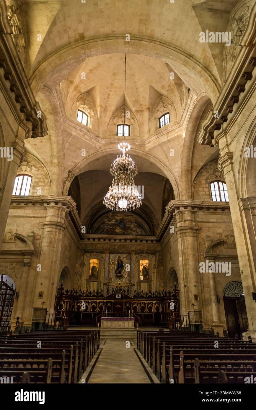 Havana Cathedral, interior of 18th century Baroque church at the Plaza ...