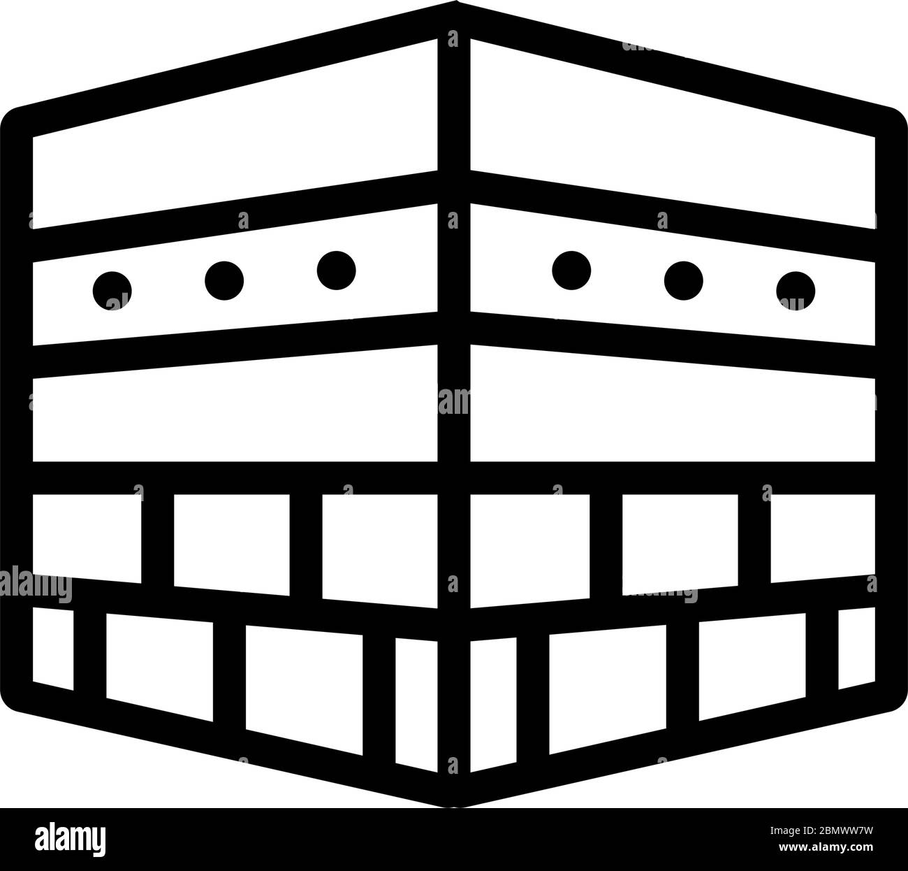 view of kaaba without fabric coating icon vector outline illustration ...