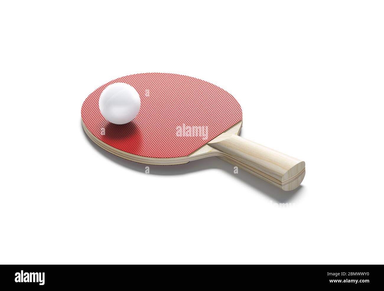 Blank red wood table tennis racket with ball mockup, isolated Stock ...