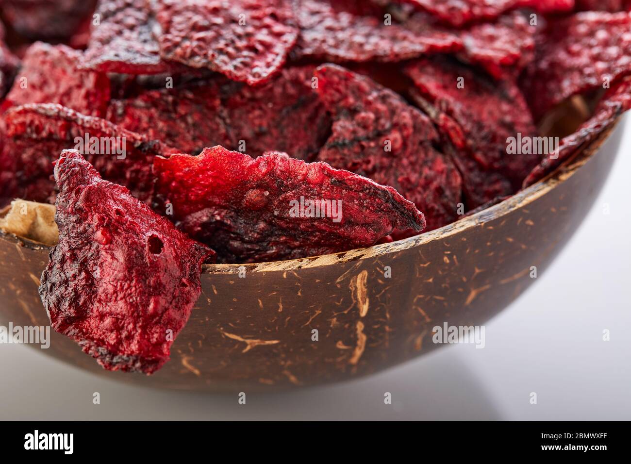 Diet healthy eating concept. Dried beet chips or baked beets in a bowl ...